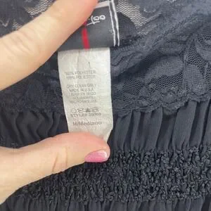 Agaci too | Tops | Y2k Off Shoulder Lace Top Black Smocked Sequin ...